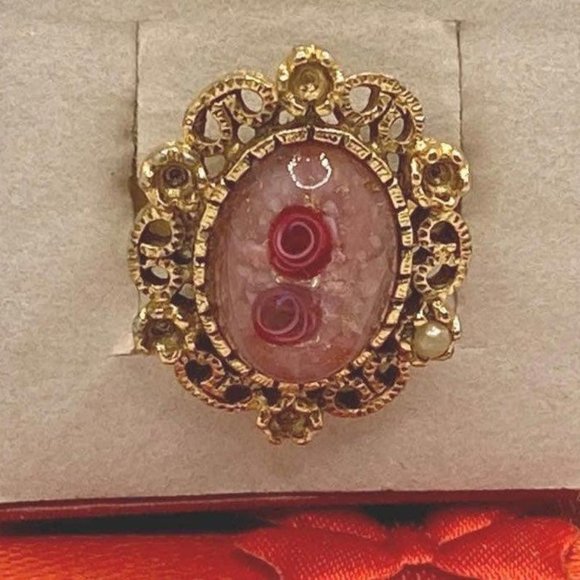 Other | Vintage Coventry Sac Signed Art Glass Filigree Scroll Gold Tone ...